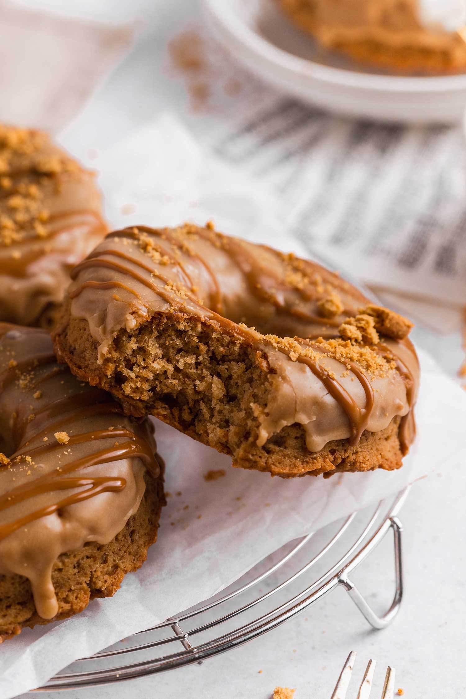 Baked Biscoff Doughnuts - Vegan & Easy | The Chestnut Bakery