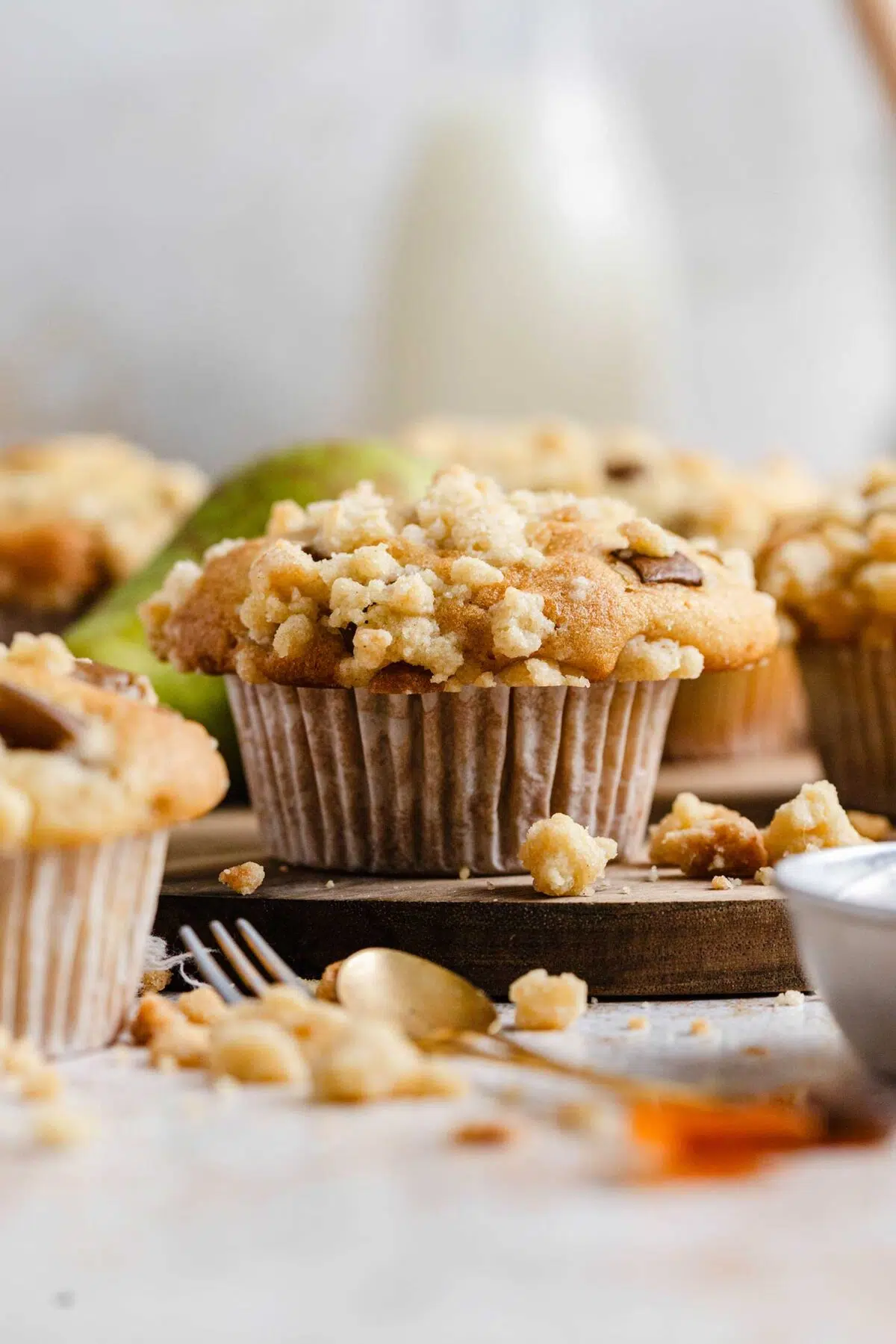 Easy Vegan Pear Muffins with Crumbles | The Chestnut Bakery